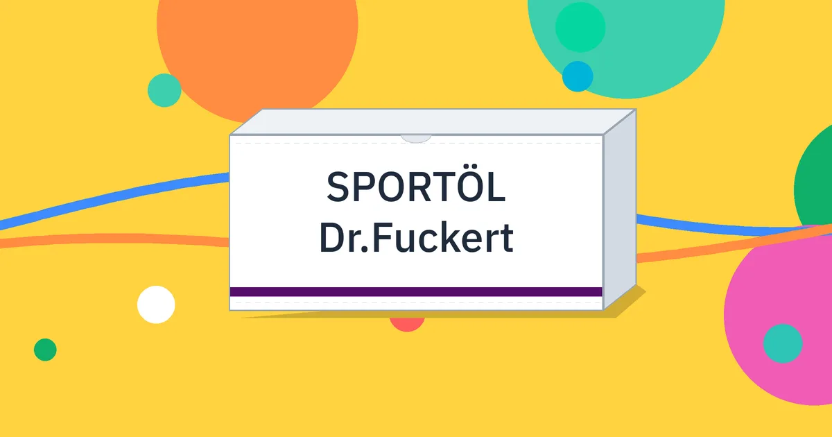 Symbolbild: Packung mit der Aufschrift SPORTÖL Dr.Fuckert (PZN 06497119) – Verfügbarkeit und Bezug in Apotheken in Frankfurt am Main