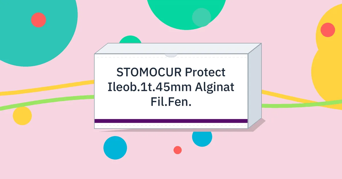 Symbolbild: Packung mit der Aufschrift STOMOCUR Protect Ileob.1t.45mm Alginat Fil.Fen. (PZN 16128742) – Verfügbarkeit und Bezug in Apotheken in Frankfurt am Main
