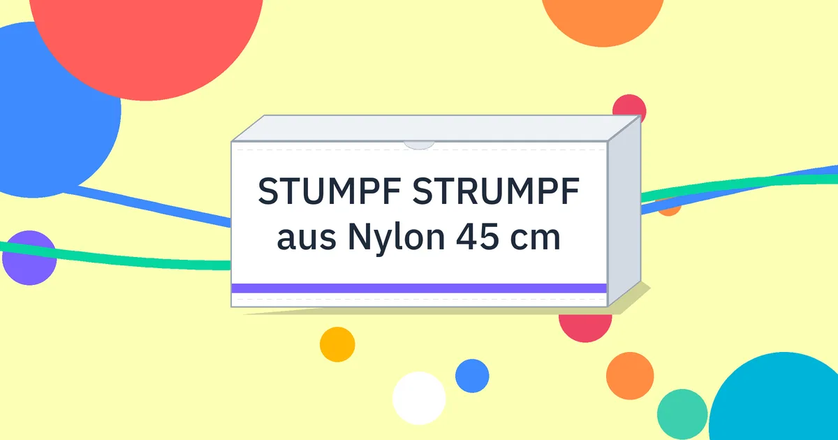 Symbolbild: Packung mit der Aufschrift STUMPF STRUMPF aus Nylon 45 cm (PZN 04865139) – Verfügbarkeit und Bezug in Apotheken in Frankfurt am Main