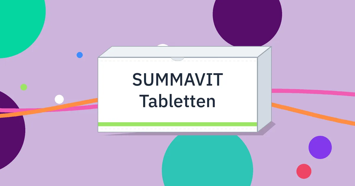 Symbolbild: Packung mit der Aufschrift SUMMAVIT Tabletten (PZN 11139882) – Verfügbarkeit und Bezug in Apotheken in Frankfurt am Main