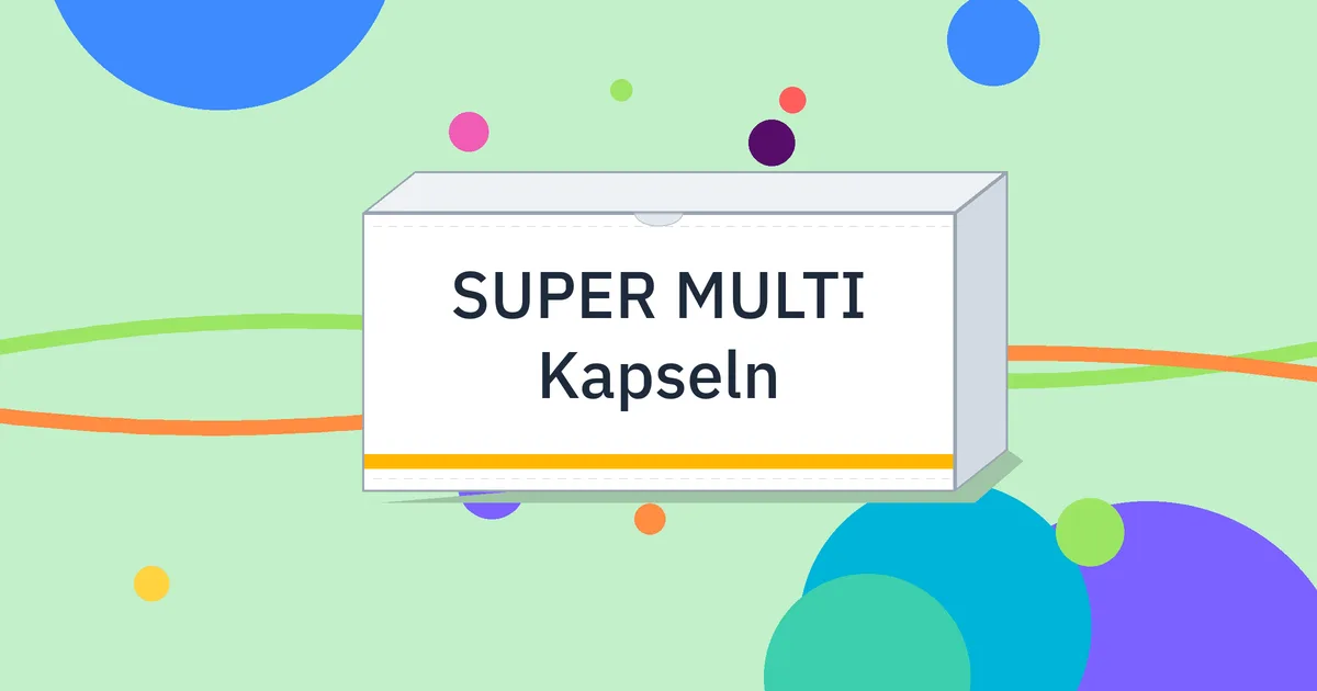 Symbolbild: Packung mit der Aufschrift SUPER MULTI Kapseln (PZN 06555466) – Verfügbarkeit und Bezug in Apotheken in Frankfurt am Main