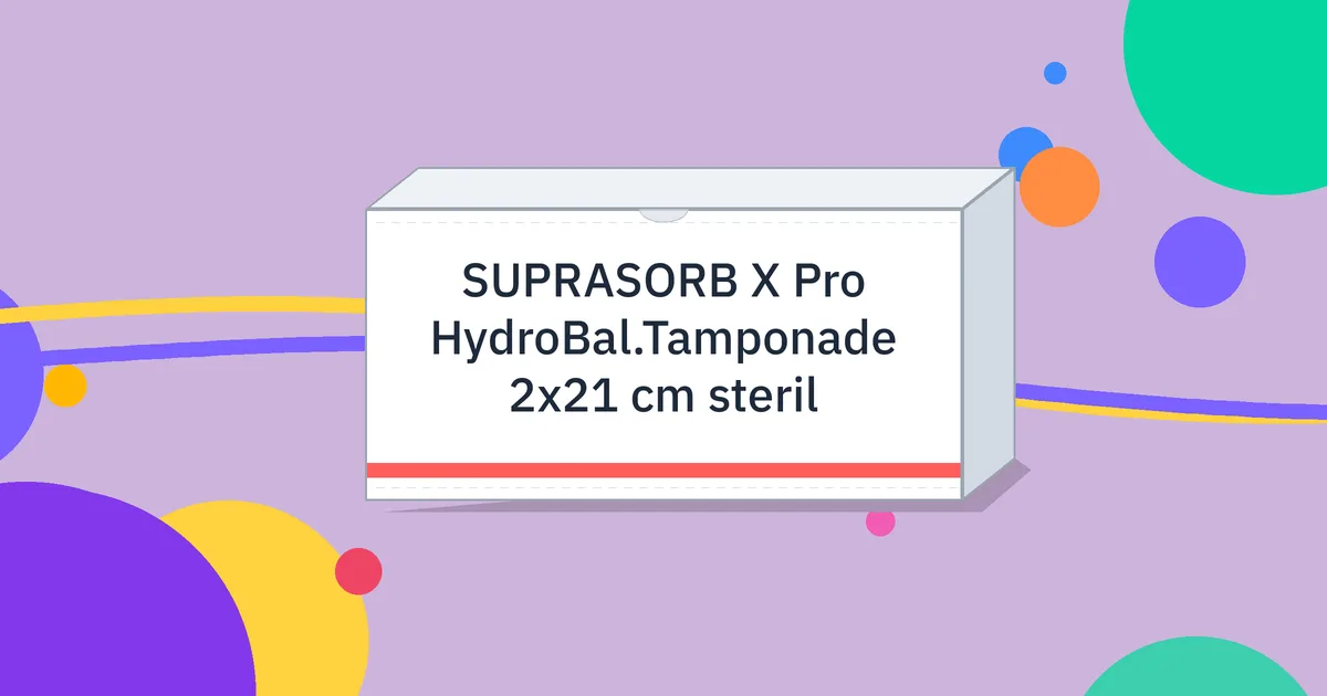 Symbolbild: Packung mit der Aufschrift SUPRASORB X Pro HydroBal.Tamponade 2x21 cm steril (PZN 20741313) – Verfügbarkeit und Bezug in Apotheken in Frankfurt am Main