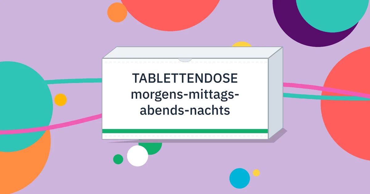 Symbolbild: Packung mit der Aufschrift TABLETTENDOSE morgens-mittags-abends-nachts (PZN 03825445) – Verfügbarkeit und Bezug in Apotheken in Frankfurt am Main