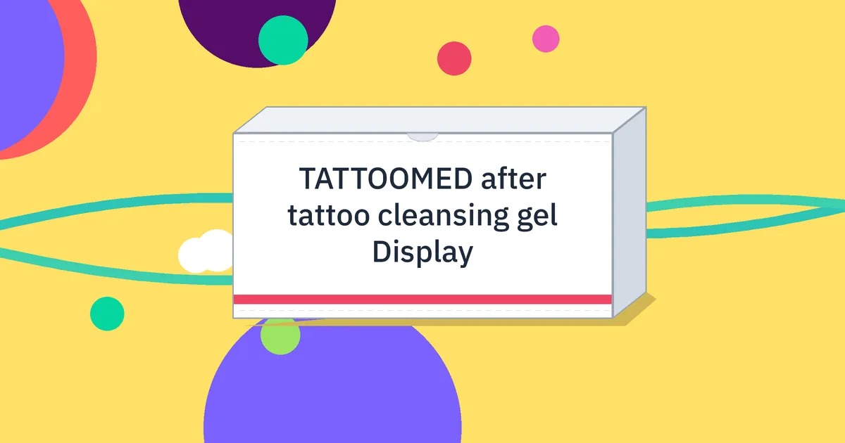 Symbolbild: Packung mit der Aufschrift TATTOOMED after tattoo cleansing gel Display (PZN 19290199) – Verfügbarkeit und Bezug in Apotheken in Frankfurt am Main