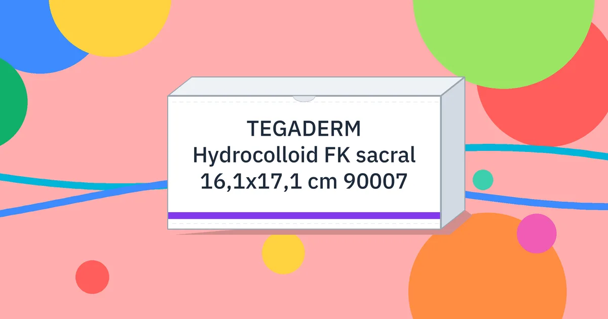 Symbolbild: Packung mit der Aufschrift TEGADERM Hydrocolloid FK sacral 16,1x17,1 cm 90007 (PZN 06917455) – Verfügbarkeit und Bezug in Apotheken in Frankfurt am Main