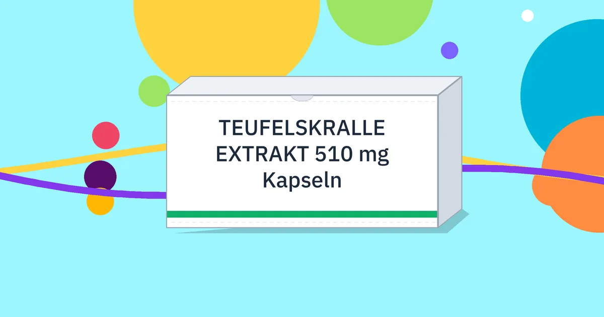 Symbolbild: Packung mit der Aufschrift TEUFELSKRALLE EXTRAKT 510 mg Kapseln (PZN 18494793) – Verfügbarkeit und Bezug in Apotheken in Frankfurt am Main