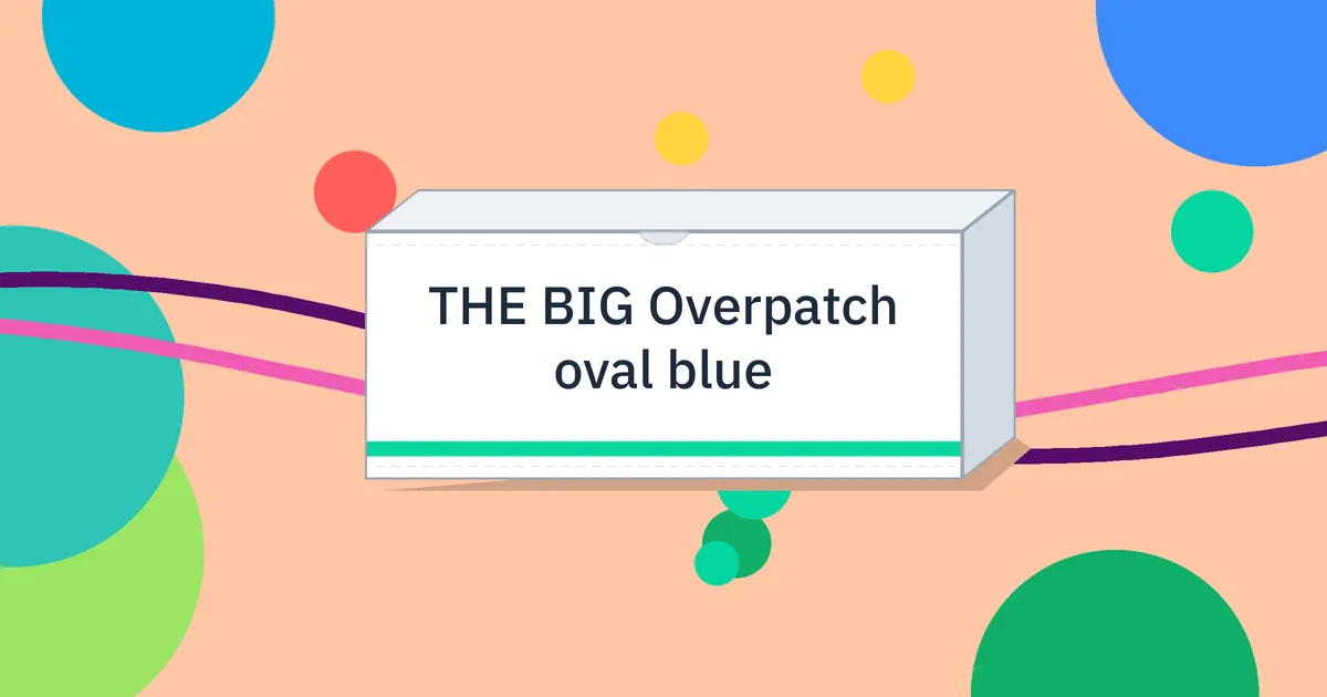 Symbolbild: Packung mit der Aufschrift THE BIG Overpatch oval blue (PZN 19867612) – Verfügbarkeit und Bezug in Apotheken in Frankfurt am Main