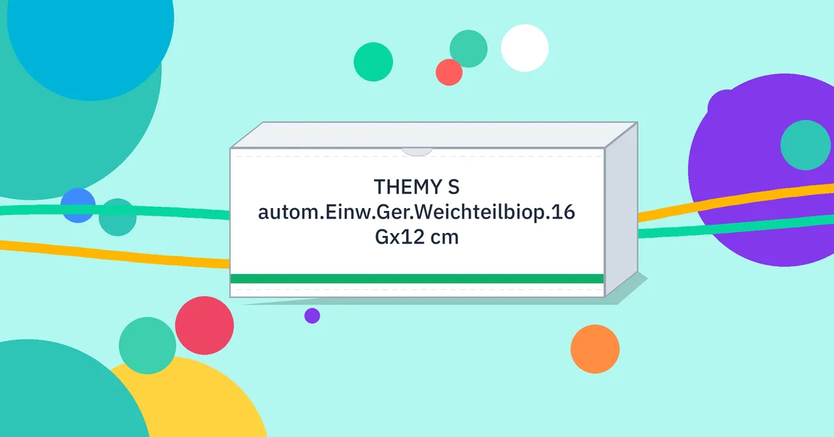 Symbolbild: Packung mit der Aufschrift THEMY S autom.Einw.Ger.Weichteilbiop.16 Gx12 cm (PZN 19738300) – Verfügbarkeit und Bezug in Apotheken in Frankfurt am Main