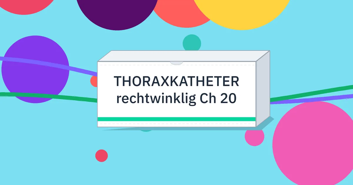 Symbolbild: Packung mit der Aufschrift THORAXKATHETER rechtwinklig Ch 20 (PZN 09239398) – Verfügbarkeit und Bezug in Apotheken in Frankfurt am Main