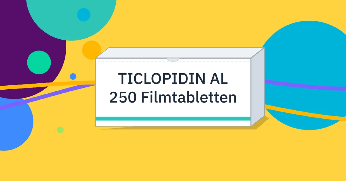 Symbolbild: Packung mit der Aufschrift TICLOPIDIN AL 250 Filmtabletten (PZN 14215514) – Verfügbarkeit und Bezug in Apotheken in Frankfurt am Main