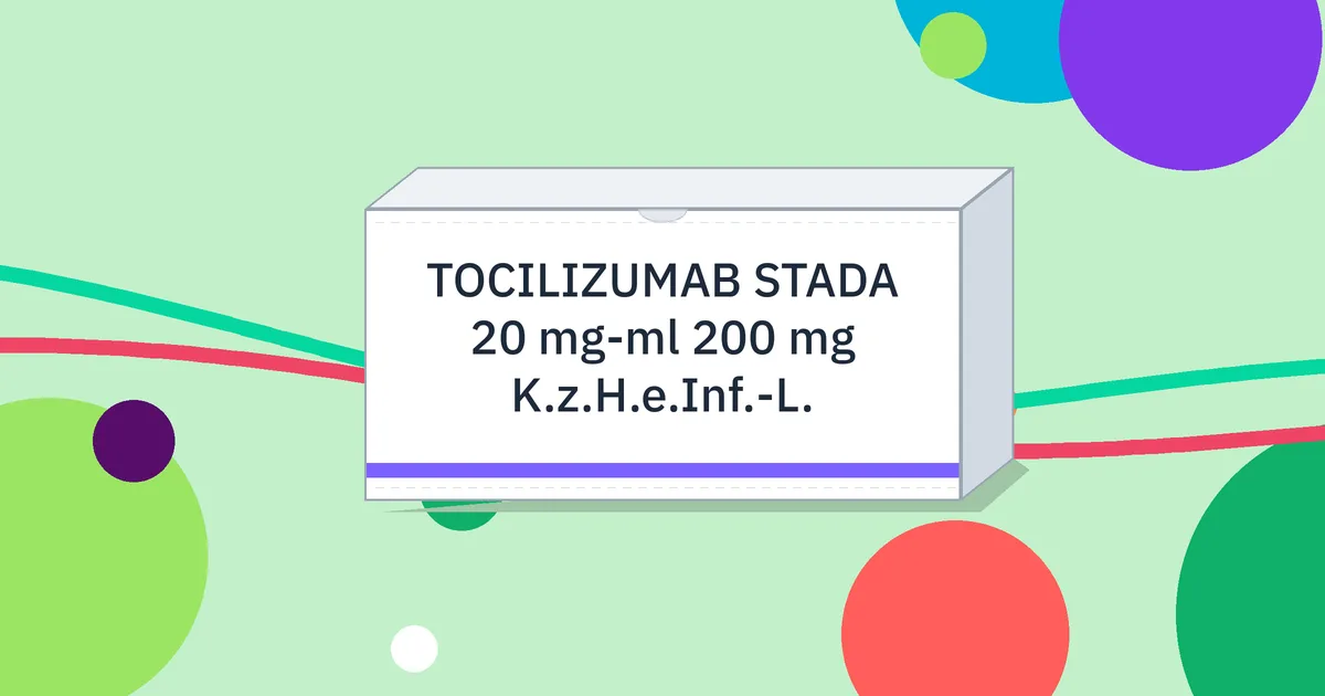 Symbolbild: Packung mit der Aufschrift TOCILIZUMAB STADA 20 mg-ml 200 mg K.z.H.e.Inf.-L. (PZN 20225468) – Verfügbarkeit und Bezug in Apotheken in Frankfurt am Main