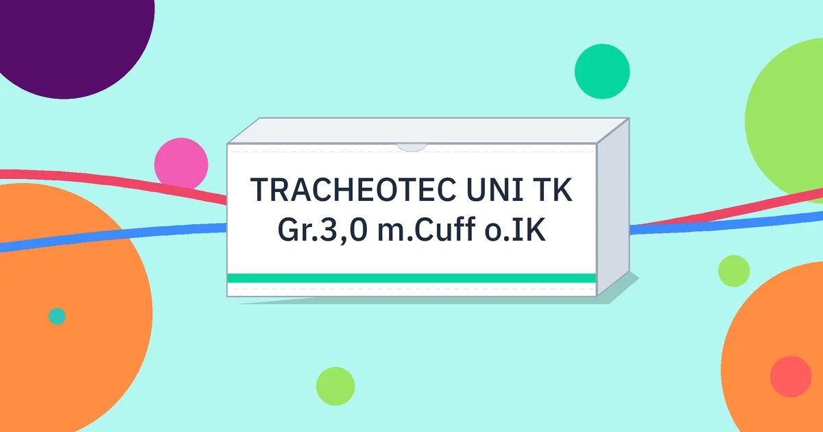 Symbolbild: Packung mit der Aufschrift TRACHEOTEC UNI TK Gr.3,0 m.Cuff o.IK (PZN 10316187) – Verfügbarkeit und Bezug in Apotheken in Frankfurt am Main