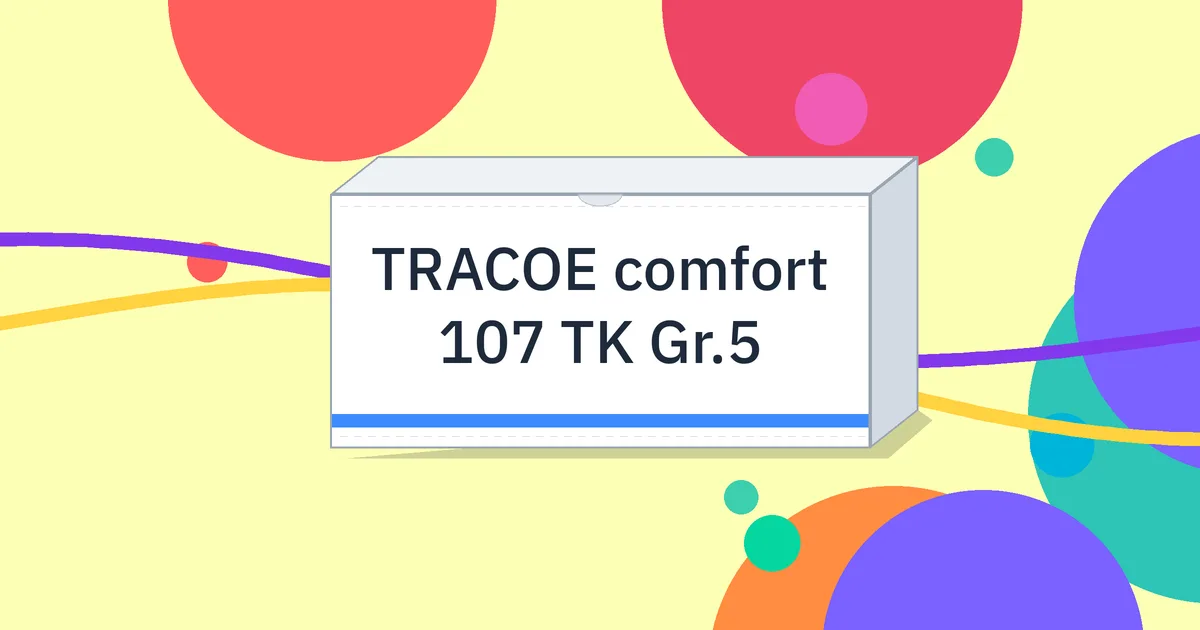 Symbolbild: Packung mit der Aufschrift TRACOE comfort 107 TK Gr.5 (PZN 10750245) – Verfügbarkeit und Bezug in Apotheken in Frankfurt am Main