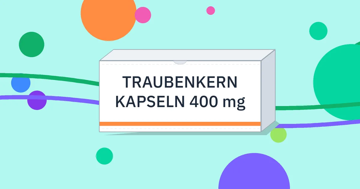 Symbolbild: Packung mit der Aufschrift TRAUBENKERN KAPSELN 400 mg (PZN 10063697) – Verfügbarkeit und Bezug in Apotheken in Frankfurt am Main