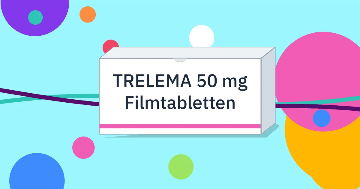 Symbolbild: Packung mit der Aufschrift TRELEMA 50 mg Filmtabletten (PZN 19835782) – Verfügbarkeit und Bezug in Apotheken in Frankfurt am Main