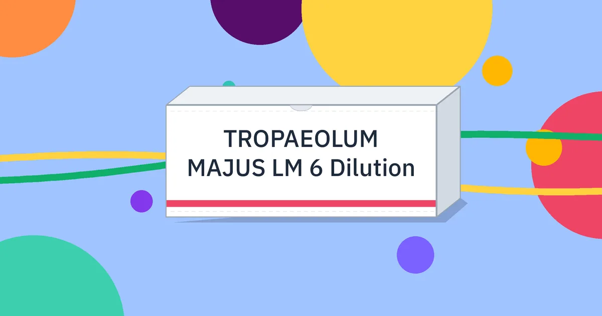 Symbolbild: Packung mit der Aufschrift TROPAEOLUM MAJUS LM 6 Dilution (PZN 13252944) – Verfügbarkeit und Bezug in Apotheken in Frankfurt am Main