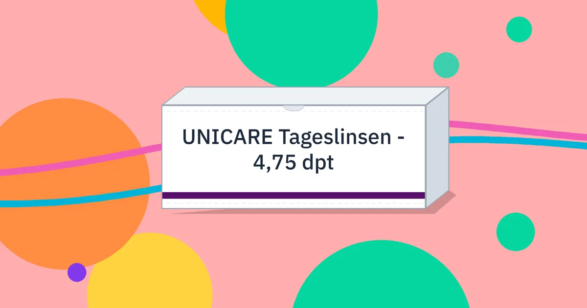Symbolbild: Packung mit der Aufschrift UNICARE Tageslinsen -4,75 dpt (PZN 14185813) – Verfügbarkeit und Bezug in Apotheken in Frankfurt am Main