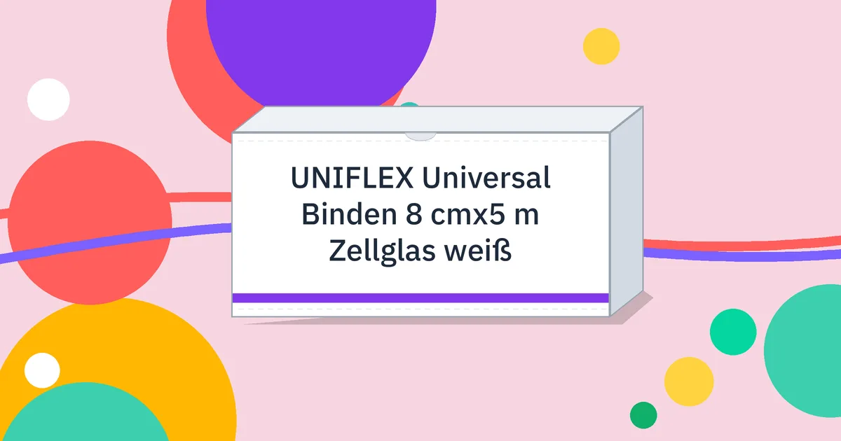 Symbolbild: Packung mit der Aufschrift UNIFLEX Universal Binden 8 cmx5 m Zellglas weiß (PZN 13871009) – Verfügbarkeit und Bezug in Apotheken in Frankfurt am Main