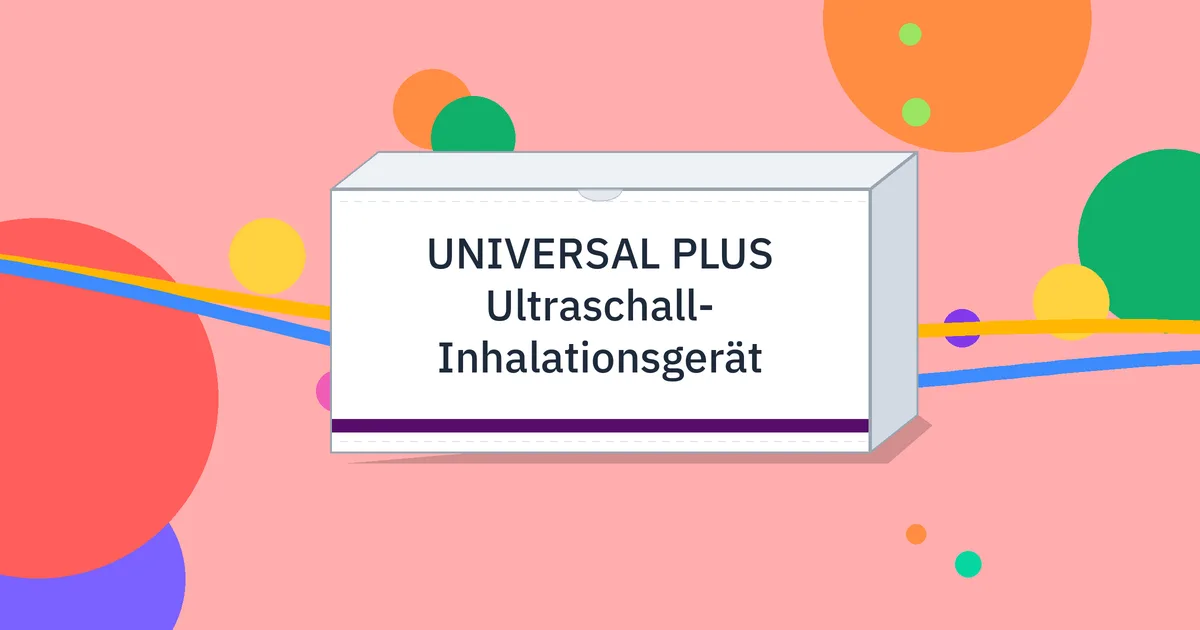 Symbolbild: Packung mit der Aufschrift UNIVERSAL PLUS Ultraschall-Inhalationsgerät (PZN 10267974) – Verfügbarkeit und Bezug in Apotheken in Frankfurt am Main