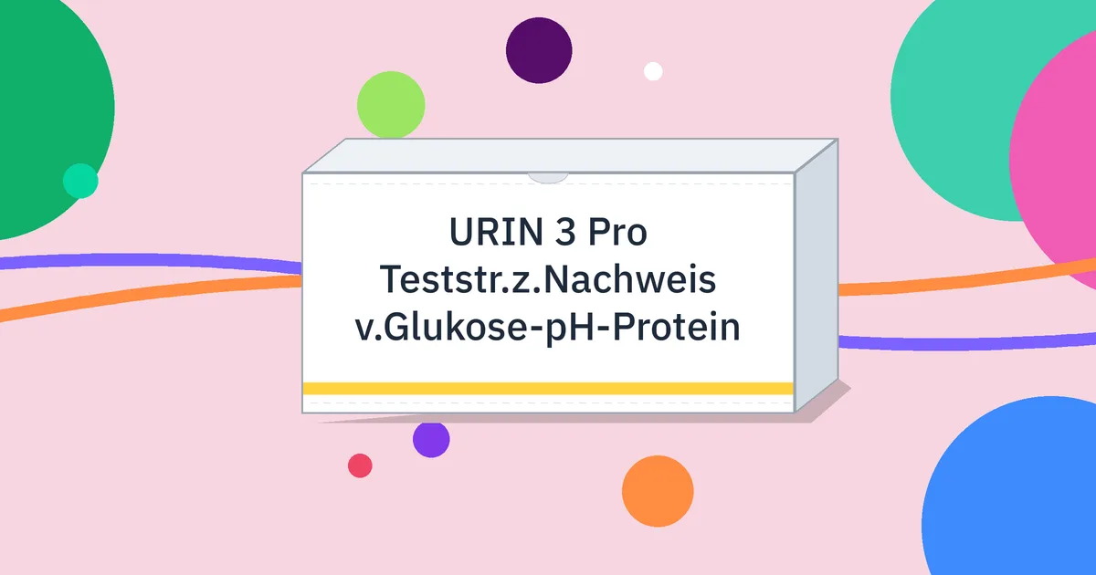 Symbolbild: Packung mit der Aufschrift URIN 3 Pro Teststr.z.Nachweis v.Glukose-pH-Protein (PZN 12651530) – Verfügbarkeit und Bezug in Apotheken in Frankfurt am Main