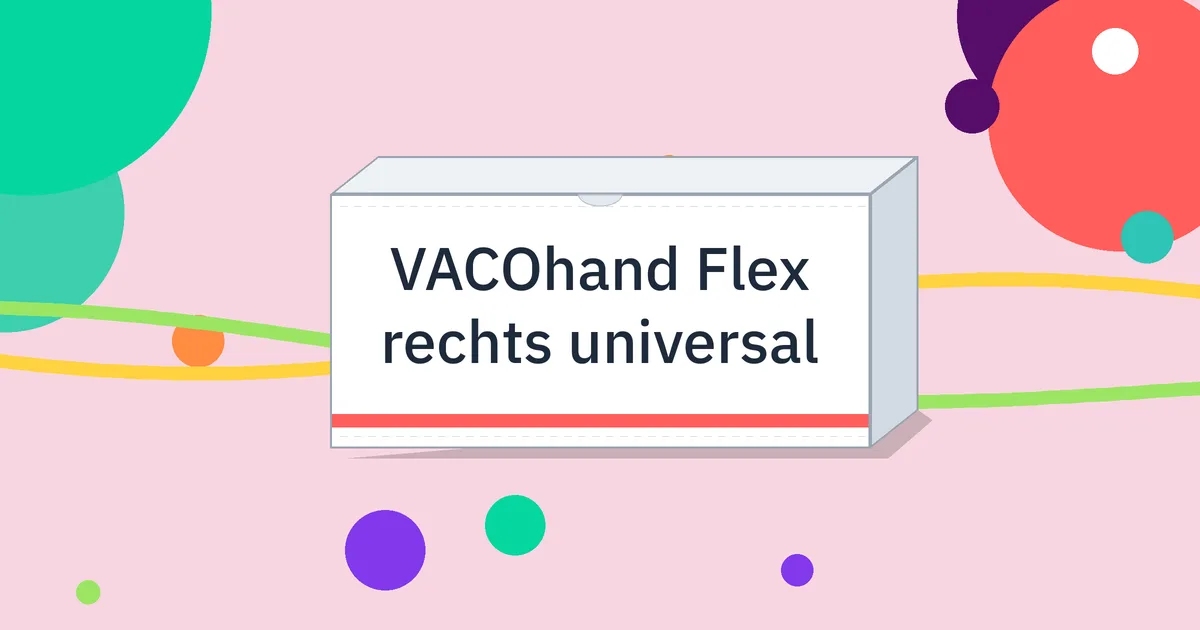 Symbolbild: Packung mit der Aufschrift VACOhand Flex rechts universal (PZN 18351036) – Verfügbarkeit und Bezug in Apotheken in Frankfurt am Main