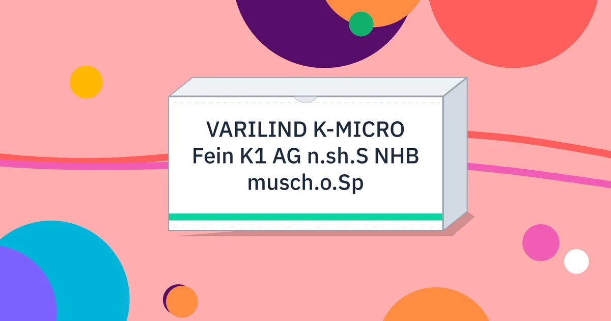 Symbolbild: Packung mit der Aufschrift VARILIND K-MICRO Fein K1 AG n.sh.S NHB musch.o.Sp (PZN 20618535) – Verfügbarkeit und Bezug in Apotheken in Frankfurt am Main