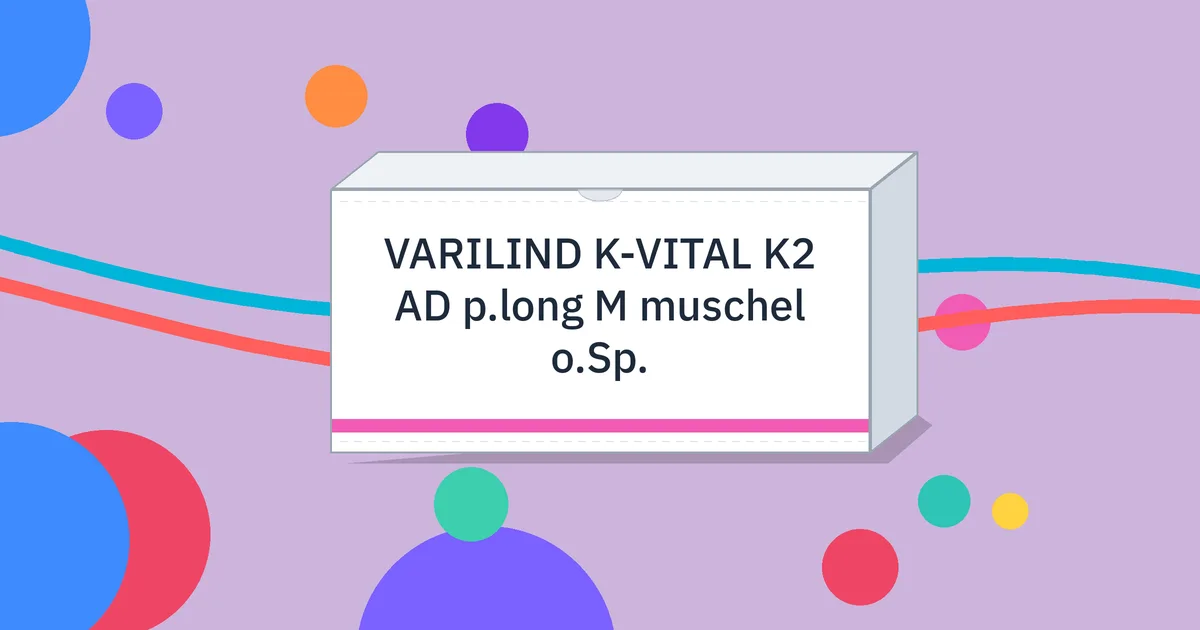 Symbolbild: Packung mit der Aufschrift VARILIND K-VITAL K2 AD p.long M muschel o.Sp. (PZN 20568872) – Verfügbarkeit und Bezug in Apotheken in Frankfurt am Main