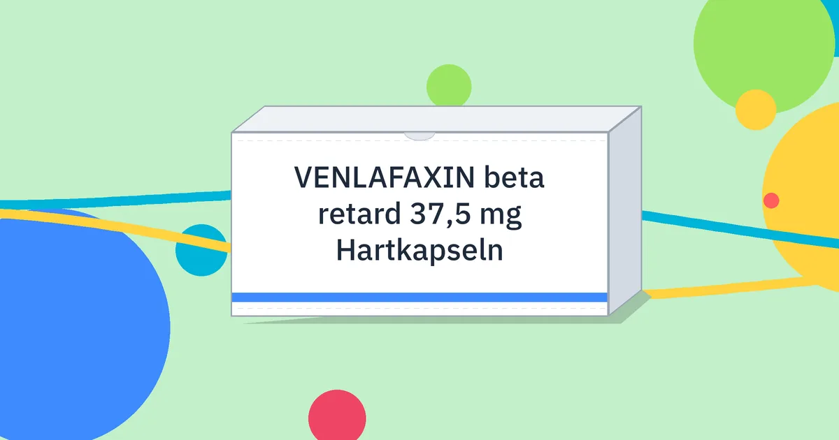 Symbolbild: Packung mit der Aufschrift VENLAFAXIN beta retard 37,5 mg Hartkapseln (PZN 01624599) – Verfügbarkeit und Bezug in Apotheken in Frankfurt am Main