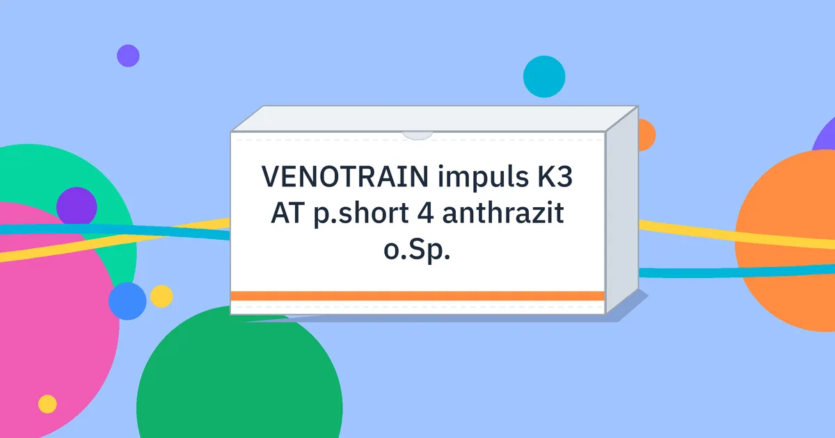 Symbolbild: Packung mit der Aufschrift VENOTRAIN impuls K3 AT p.short 4 anthrazit o.Sp. (PZN 19357153) – Verfügbarkeit und Bezug in Apotheken in Frankfurt am Main