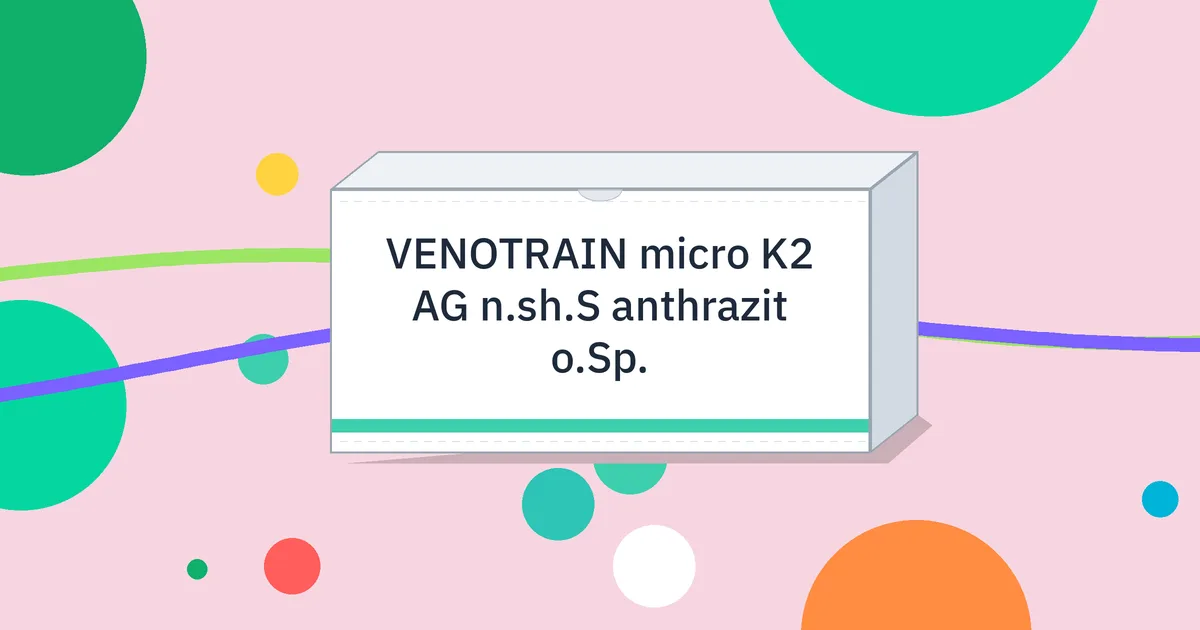 Symbolbild: Packung mit der Aufschrift VENOTRAIN micro K2 AG n.sh.S anthrazit o.Sp. (PZN 11061803) – Verfügbarkeit und Bezug in Apotheken in Frankfurt am Main