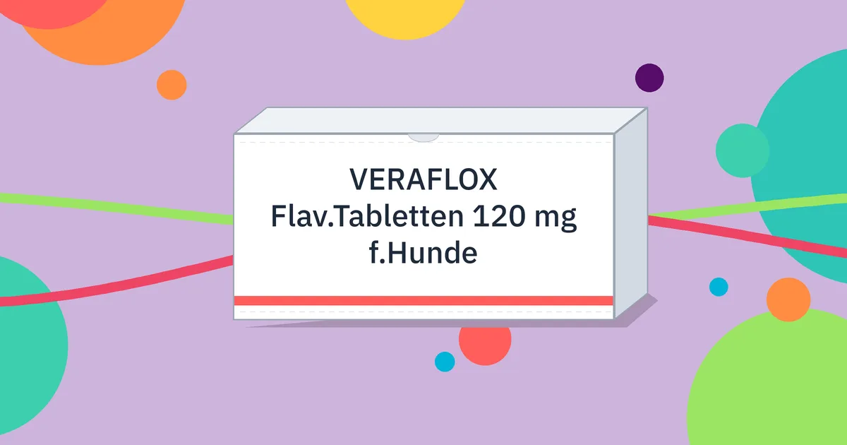 Symbolbild: Packung mit der Aufschrift VERAFLOX Flav.Tabletten 120 mg f.Hunde (PZN 07419452) – Verfügbarkeit und Bezug in Apotheken in Frankfurt am Main