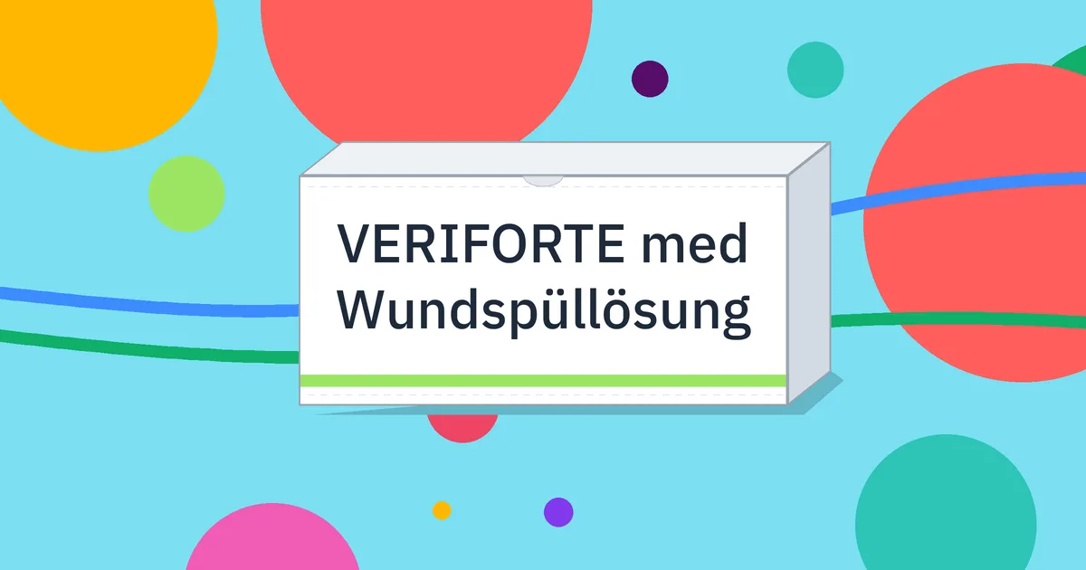 Symbolbild: Packung mit der Aufschrift VERIFORTE med Wundspüllösung (PZN 12358132) – Verfügbarkeit und Bezug in Apotheken in Frankfurt am Main