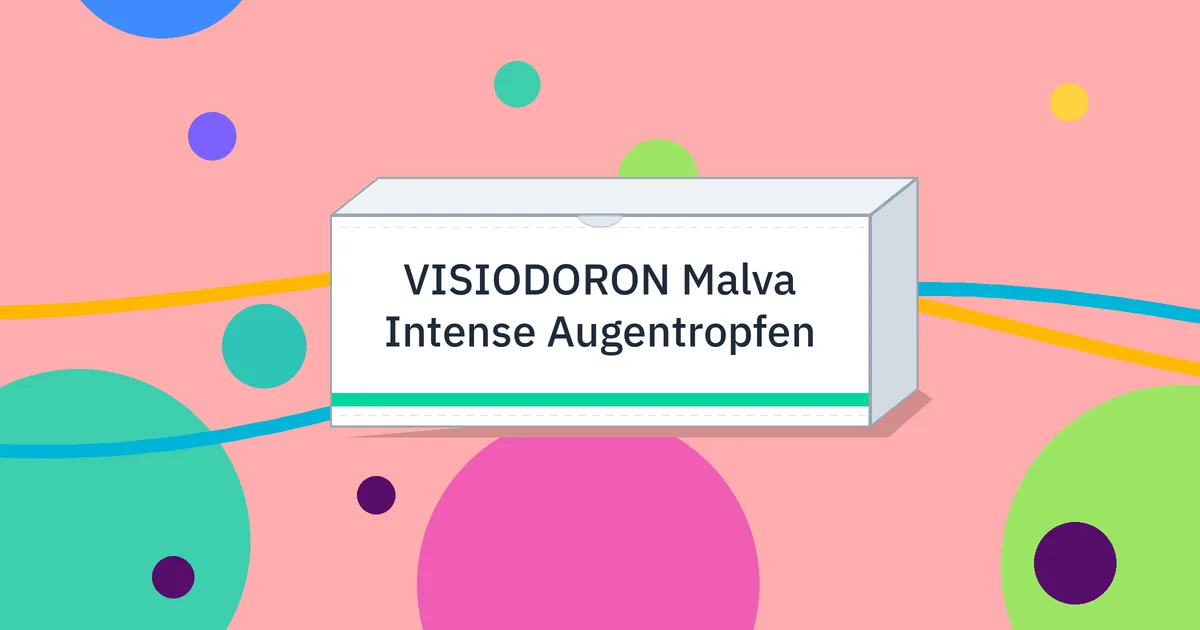 Symbolbild: Packung mit der Aufschrift VISIODORON Malva Intense Augentropfen (PZN 19422034) – Verfügbarkeit und Bezug in Apotheken in Frankfurt am Main