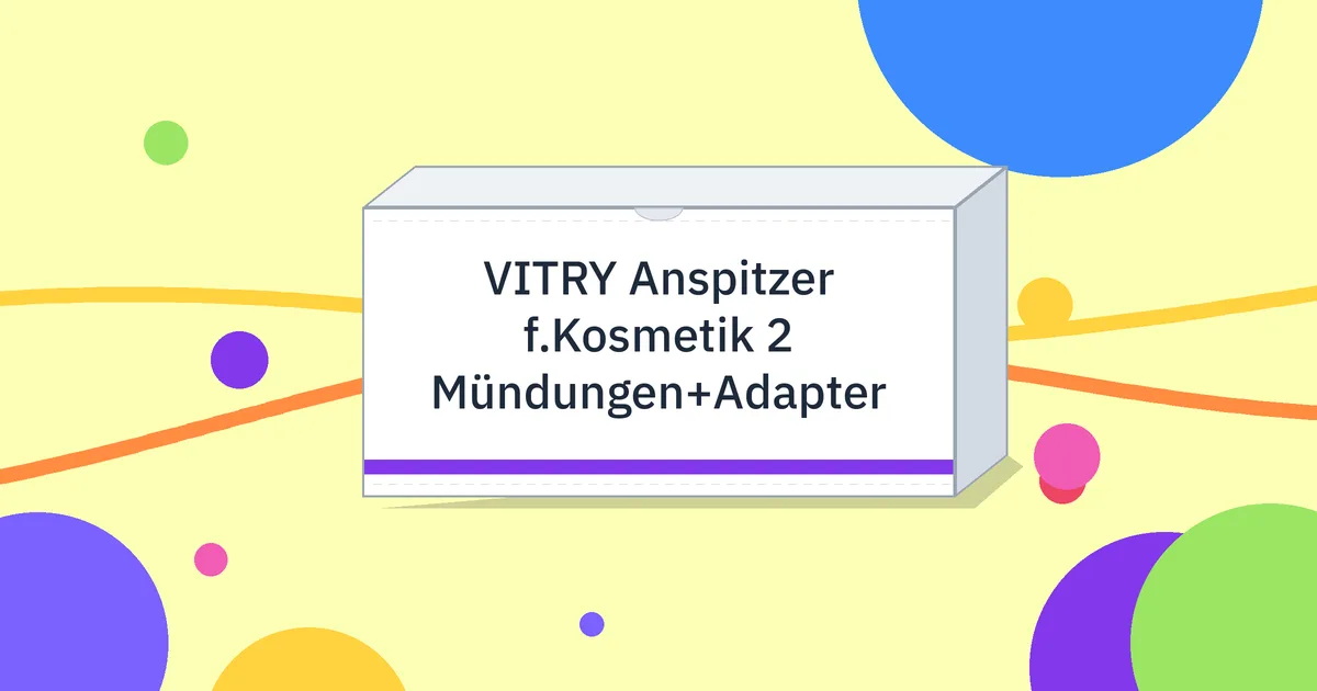 Symbolbild: Packung mit der Aufschrift VITRY Anspitzer f.Kosmetik 2 Mündungen+Adapter (PZN 05043505) – Verfügbarkeit und Bezug in Apotheken in Frankfurt am Main