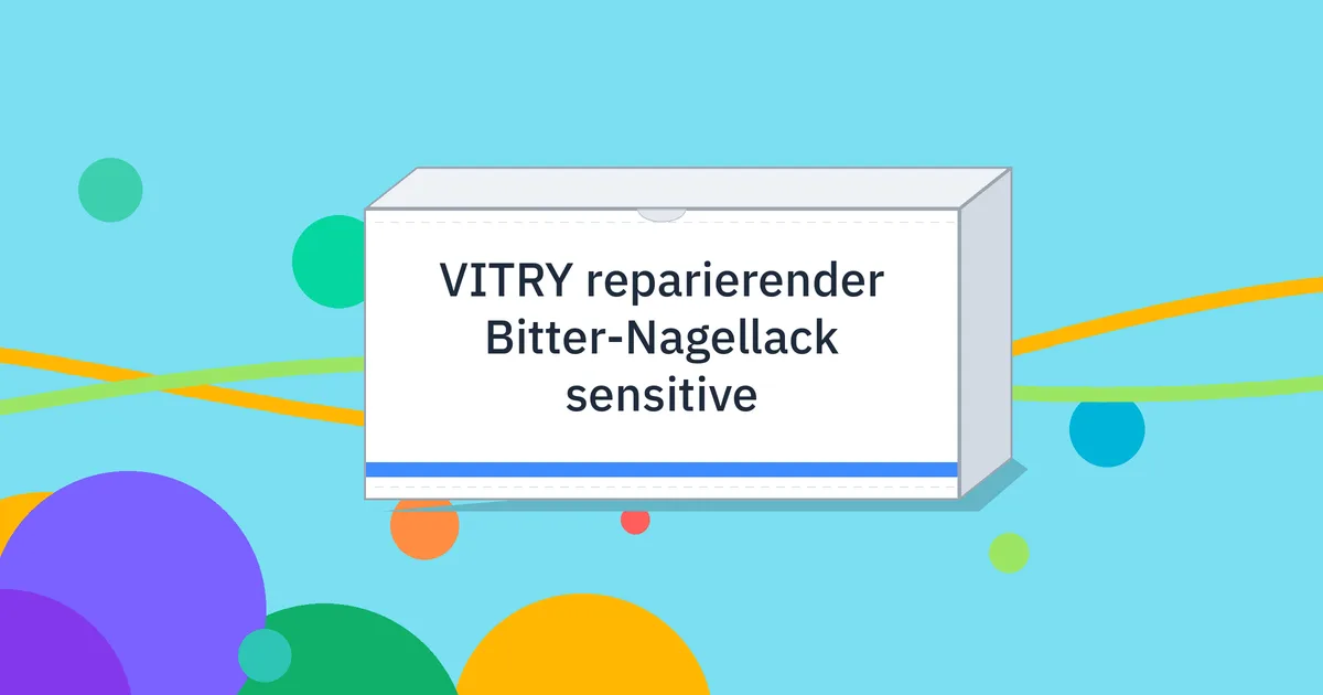 Symbolbild: Packung mit der Aufschrift VITRY reparierender Bitter-Nagellack sensitive (PZN 13826612) – Verfügbarkeit und Bezug in Apotheken in Frankfurt am Main
