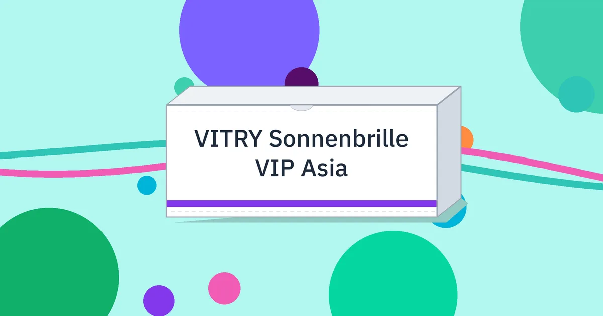 Symbolbild: Packung mit der Aufschrift VITRY Sonnenbrille VIP Asia (PZN 18452636) – Verfügbarkeit und Bezug in Apotheken in Frankfurt am Main