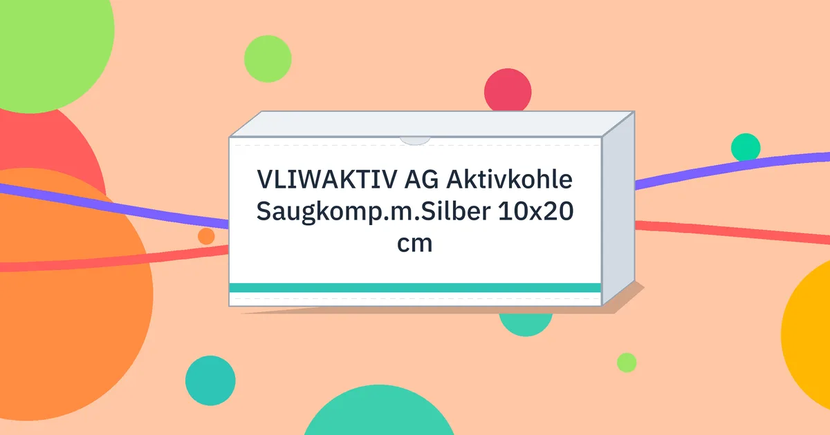 Symbolbild: Packung mit der Aufschrift VLIWAKTIV AG Aktivkohle Saugkomp.m.Silber 10x20 cm (PZN 17311655) – Verfügbarkeit und Bezug in Apotheken in Frankfurt am Main