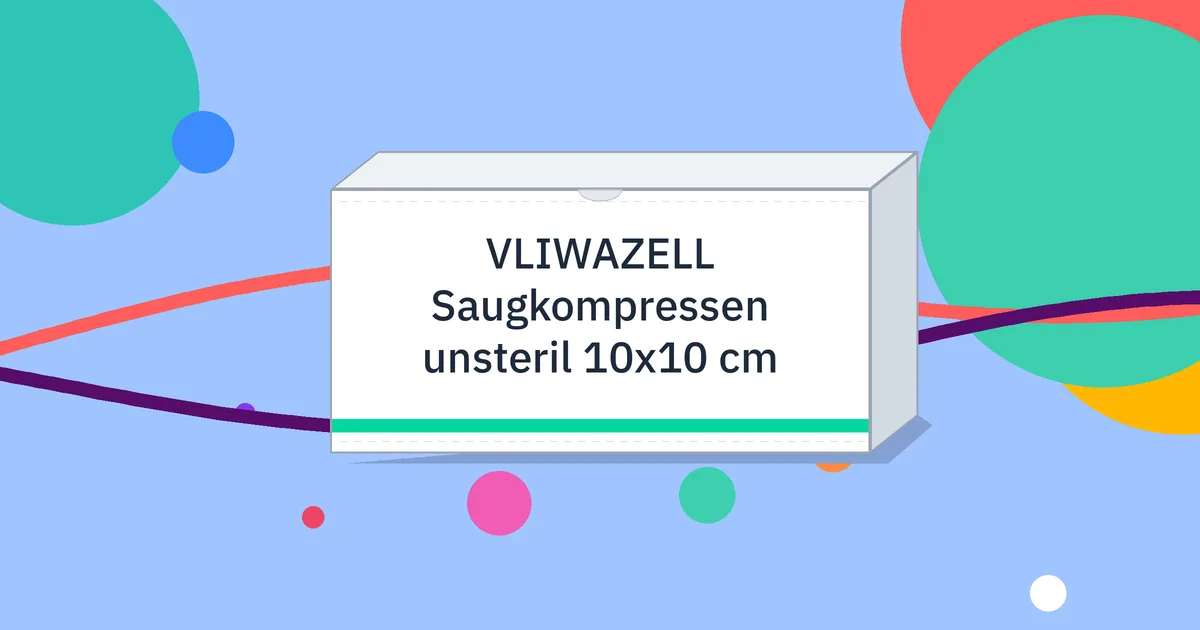 Symbolbild: Packung mit der Aufschrift VLIWAZELL Saugkompressen unsteril 10x10 cm (PZN 20580123) – Verfügbarkeit und Bezug in Apotheken in Frankfurt am Main