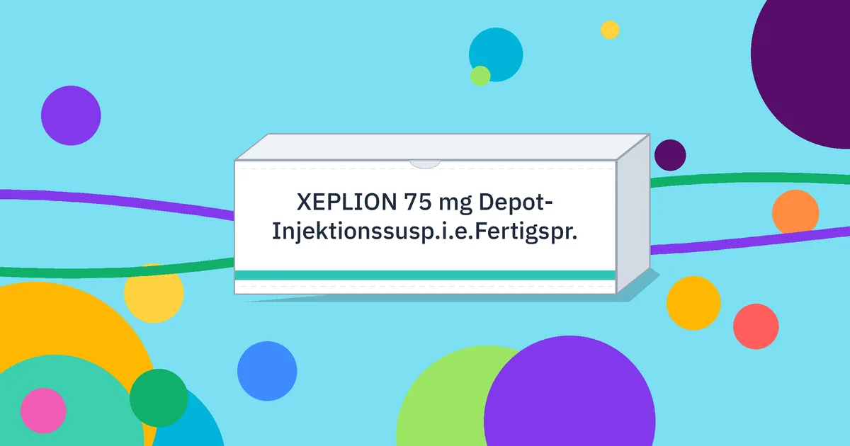 Symbolbild: Packung mit der Aufschrift XEPLION 75 mg Depot-Injektionssusp.i.e.Fertigspr. (PZN 10762395) – Verfügbarkeit und Bezug in Apotheken in Frankfurt am Main