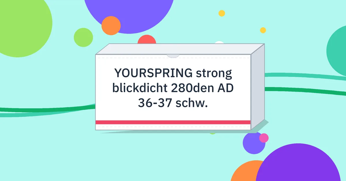 Symbolbild: Packung mit der Aufschrift YOURSPRING strong blickdicht 280den AD 36-37 schw. (PZN 18058520) – Verfügbarkeit und Bezug in Apotheken in Frankfurt am Main