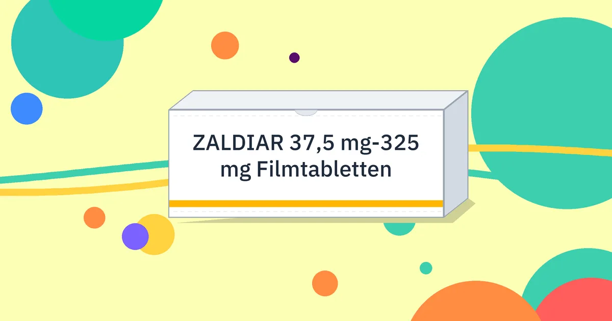 Symbolbild: Packung mit der Aufschrift ZALDIAR 37,5 mg-325 mg Filmtabletten (PZN 01135564) – Verfügbarkeit und Bezug in Apotheken in Frankfurt am Main
