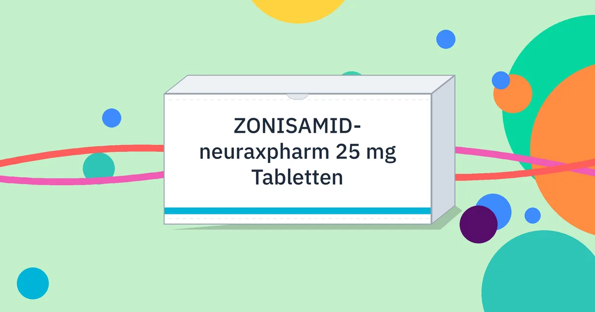 Symbolbild: Packung mit der Aufschrift ZONISAMID-neuraxpharm 25 mg Tabletten (PZN 18135663) – Verfügbarkeit und Bezug in Apotheken in Frankfurt am Main