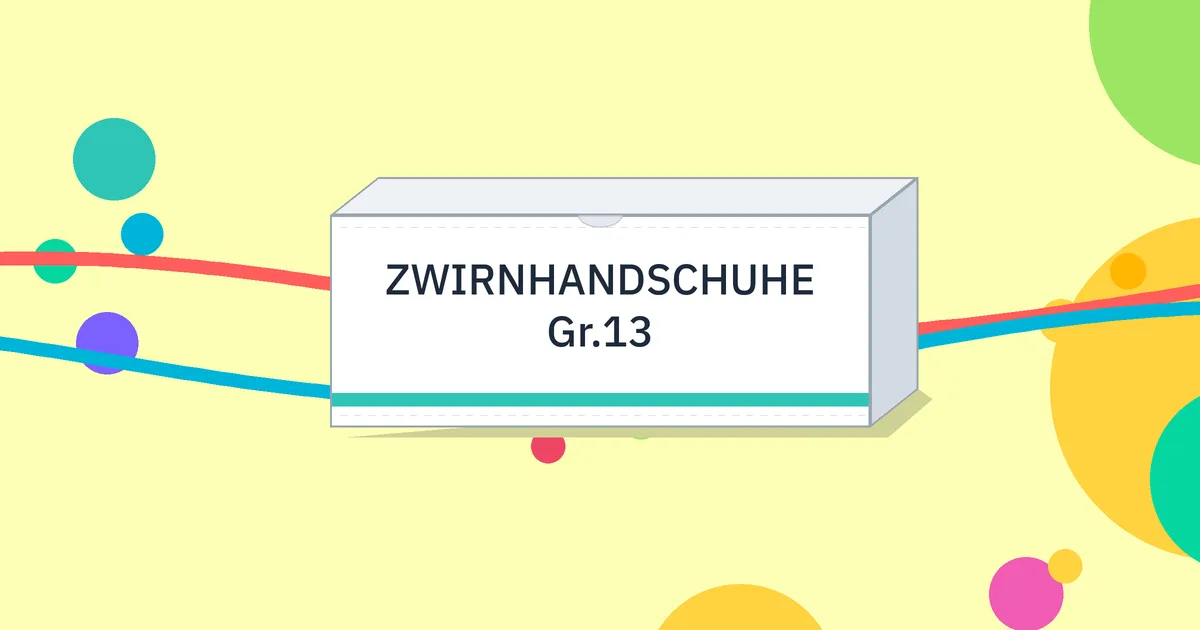 Symbolbild: Packung mit der Aufschrift ZWIRNHANDSCHUHE Gr.13 (PZN 08898578) – Verfügbarkeit und Bezug in Apotheken in Frankfurt am Main