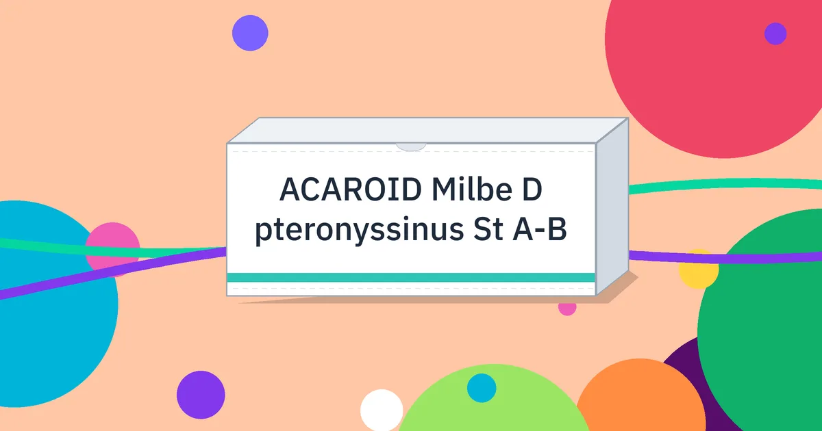 Symbolbild: Packung mit der Aufschrift ACAROID Milbe D pteronyssinus St A-B (PZN 15741268) – Verfügbarkeit und Bezug in Apotheken in Frankfurt am Main
