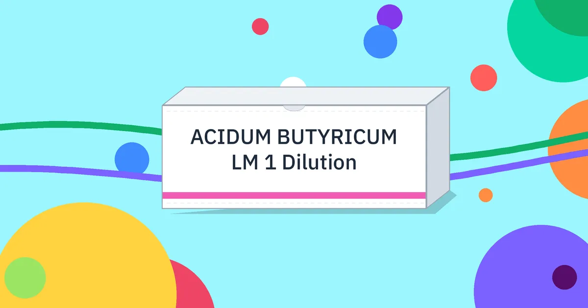 Symbolbild: Packung mit der Aufschrift ACIDUM BUTYRICUM LM 1 Dilution (PZN 13270356) – Verfügbarkeit und Bezug in Apotheken in Frankfurt am Main