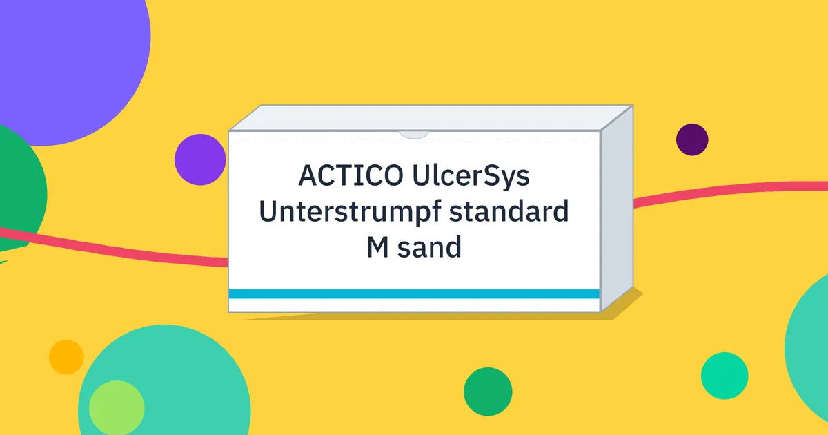 Symbolbild: Packung mit der Aufschrift ACTICO UlcerSys Unterstrumpf standard M sand (PZN 12544900) – Verfügbarkeit und Bezug in Apotheken in Frankfurt am Main