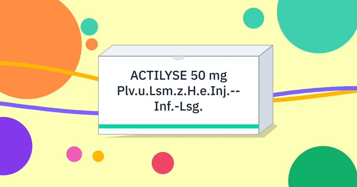 Symbolbild: Packung mit der Aufschrift ACTILYSE 50 mg Plv.u.Lsm.z.H.e.Inj.--Inf.-Lsg. (PZN 03300636) – Verfügbarkeit und Bezug in Apotheken in Frankfurt am Main