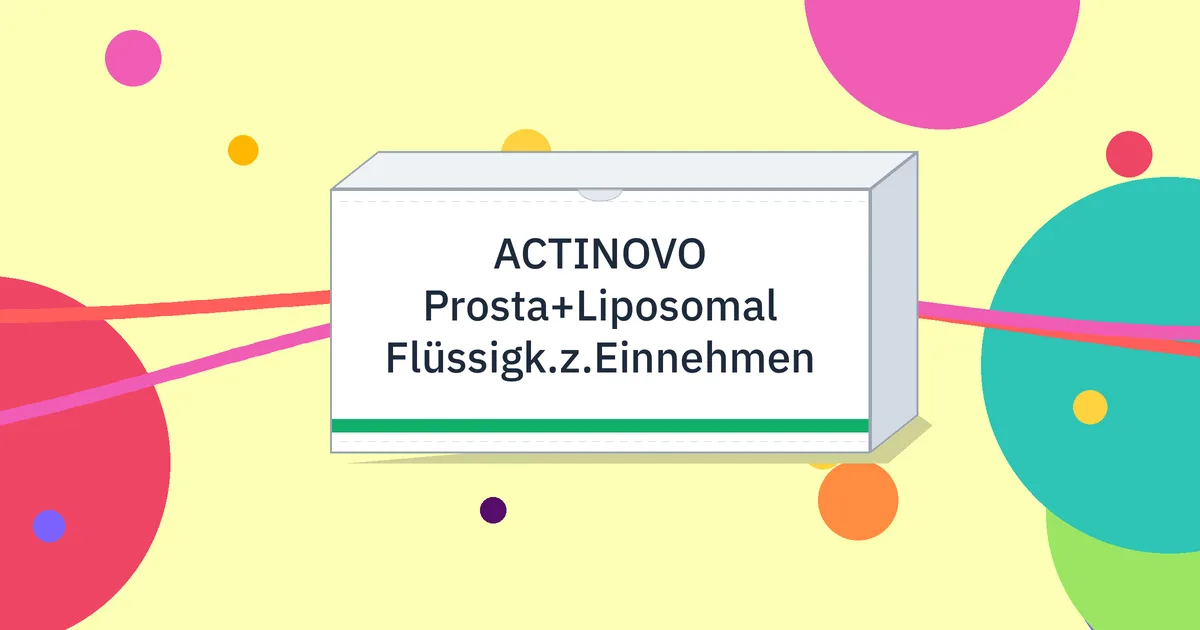Symbolbild: Packung mit der Aufschrift ACTINOVO Prosta+Liposomal Flüssigk.z.Einnehmen (PZN 20593108) – Verfügbarkeit und Bezug in Apotheken in Frankfurt am Main