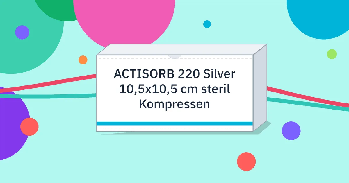 Symbolbild: Packung mit der Aufschrift ACTISORB 220 Silver 10,5x10,5 cm steril Kompressen (PZN 01098774) – Verfügbarkeit und Bezug in Apotheken in Frankfurt am Main