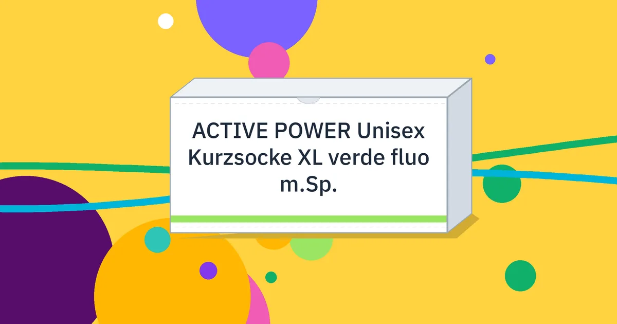 Symbolbild: Packung mit der Aufschrift ACTIVE POWER Unisex Kurzsocke XL verde fluo m.Sp. (PZN 16194727) – Verfügbarkeit und Bezug in Apotheken in Frankfurt am Main